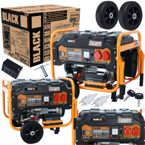 AGREGAT PRĄDOTWÓRCZY 3000W AVR 7HP 2X 230V BLACK ELEKTRYCZNY ROZRUCH ...