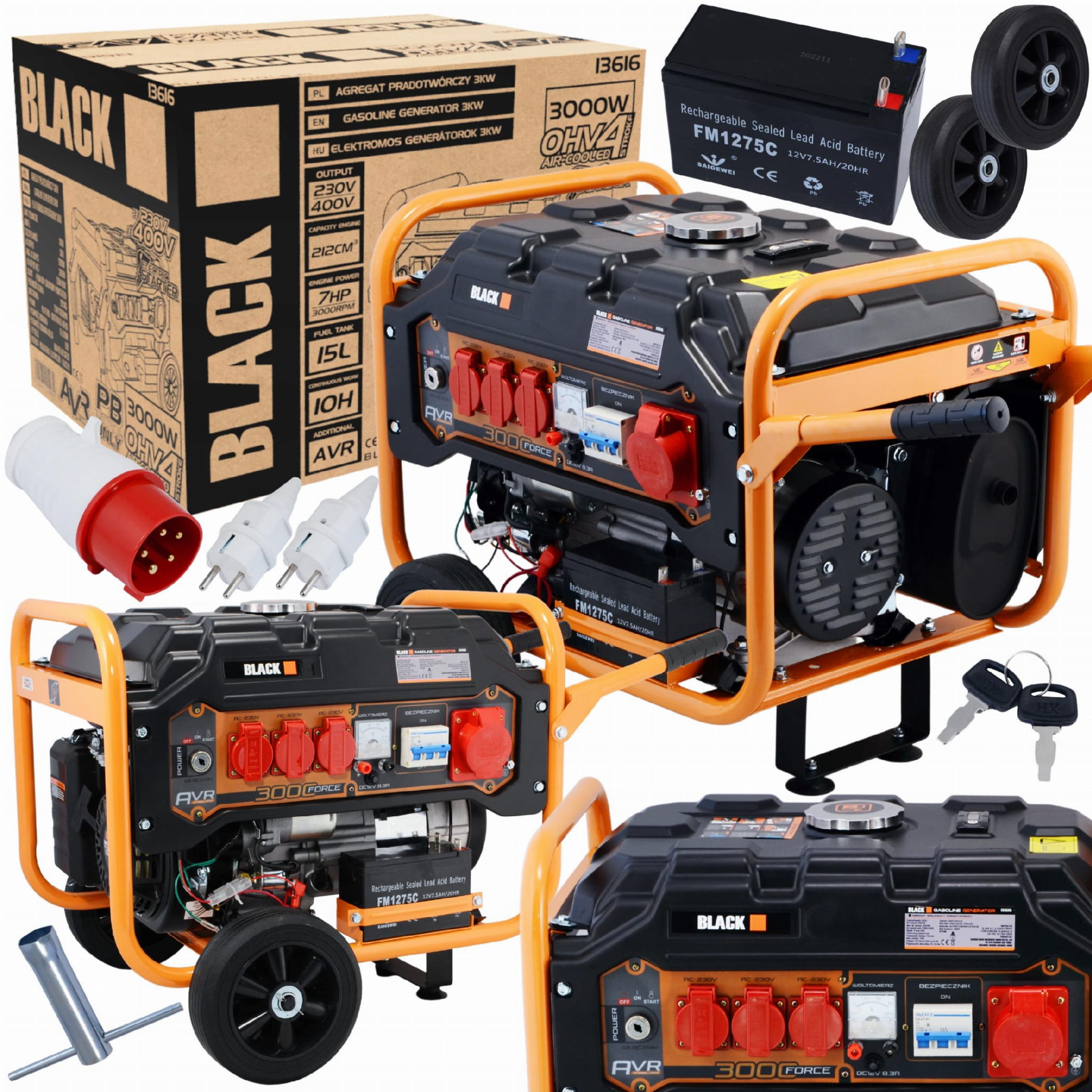 AGREGAT PRĄDOTWÓRCZY 3000W AVR 7HP 230/400V BLACK BLACKTOOLS.PL